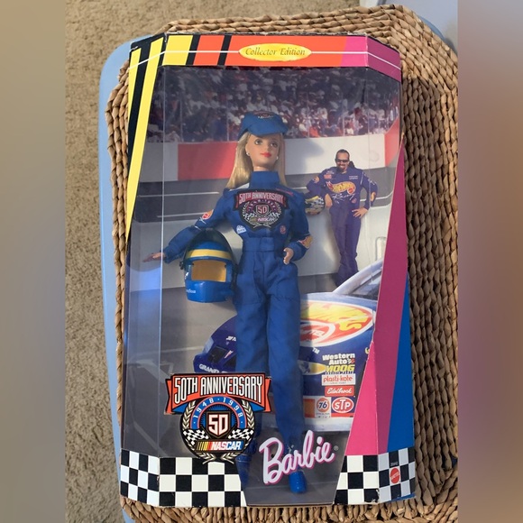 Barbie | Other | Barbie 5th Anniversary Nascar Doll In Blue Racing Suit ...